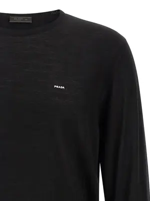 Prada Long Sleeved Crewneck Jumper - Black