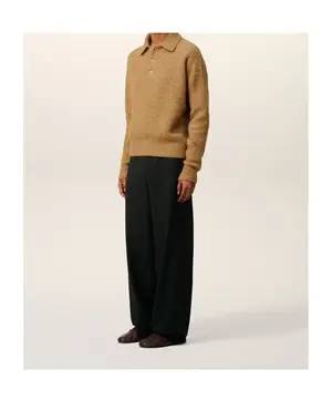 Ami Logo Embroidered Long-sleeved Polo Shirt