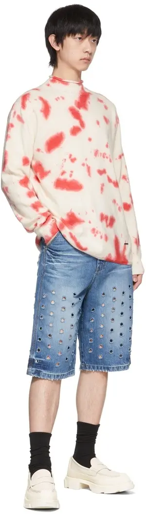 We11Done Tie-dye Ribbed High Collar Sweater