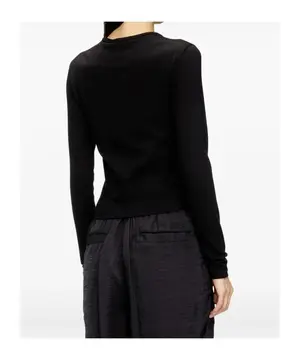 DIESEL® Long Sleeve Oval D Cut Out Top - Black