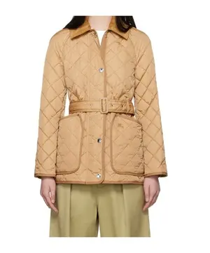 Burberry Belted Waist Quilted Jacket - Brown