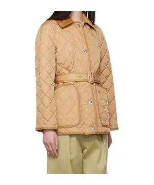 Burberry Belted Waist Quilted Jacket - Brown