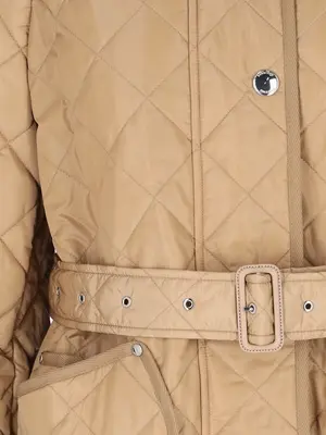 Burberry Belted Waist Quilted Jacket - Brown