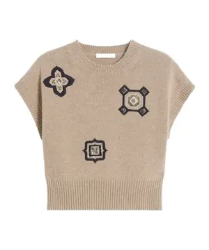 Max Mara Embellished Cropped Jumper - Sand