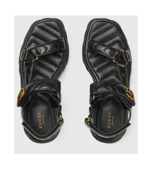 Gucci Double G Quilted Sandals - Black
