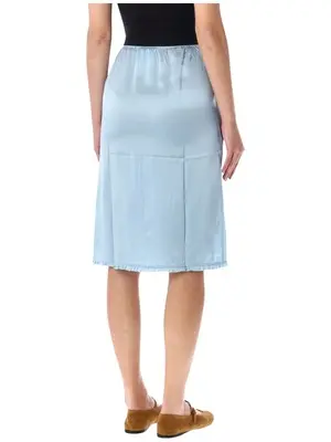Prada Drawstring Midi Skirt With Ruffled Hem - Blue