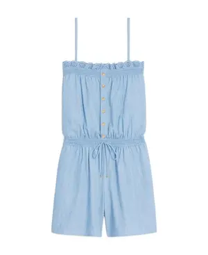 Celine Smocked Chambray Playsuit - No