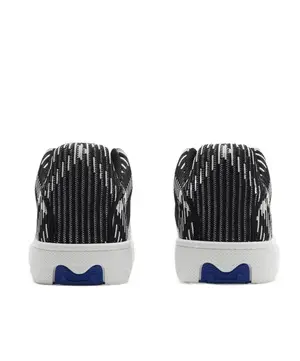 Burberry Knit Check Low-top Sneakers With Barbed Wire Detailing