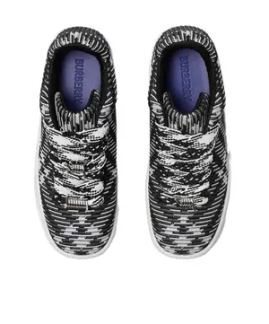 Burberry Knit Check Low-top Sneakers With Barbed Wire Detailing
