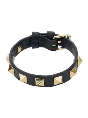 Valentino Garavani Rockstud Embellished Leather Bracelet - Black