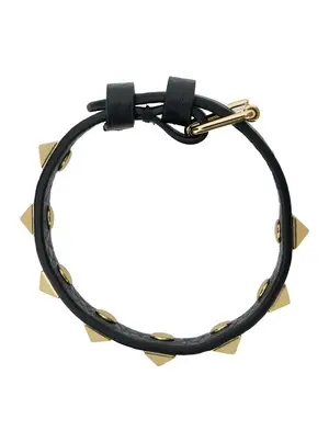 Valentino Garavani Rockstud Embellished Leather Bracelet - Black