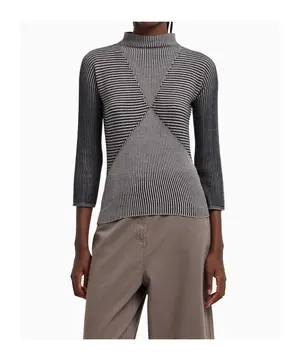 Emporio Armani Striped High Neck Jumper