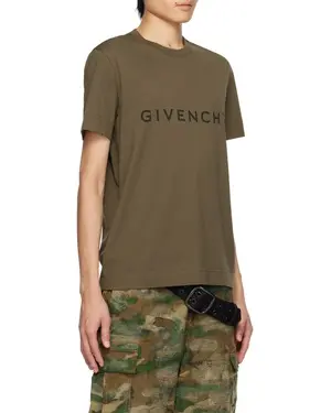 Givenchy Logo Printed Crewneck T-shirt - Khaki