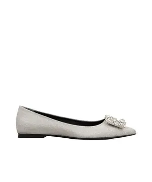 ROGER VIVIER Logo Ballet Flats With Crystal Buckle