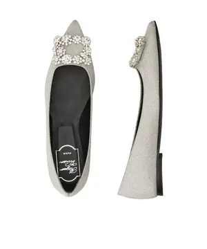 ROGER VIVIER Logo Ballet Flats With Crystal Buckle