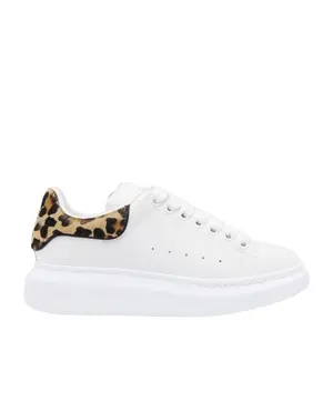 Alexander McQueen Leopard Detail Lace-up Sneakers - White/leopard Print