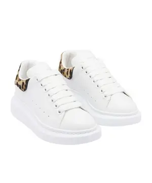 Alexander McQueen Leopard Detail Lace-up Sneakers - White/leopard Print