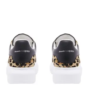 Alexander McQueen Leopard Detail Lace-up Sneakers - White/leopard Print