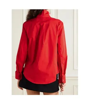 PATOU Shawl Collar Embroidered Logo Shirt - Red