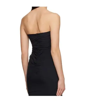 Paris Georgia Strapless Ruffle Detail Tube Top Blouse - Black