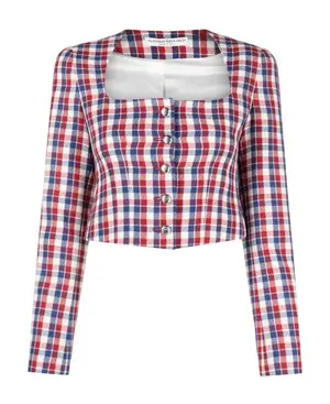 Alessandra Rich Long Sleeve Plaid Jacket