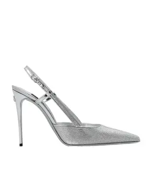Dolce & Gabbana Crystal-embellished Pointed-toe Slingback Pumps - Gray