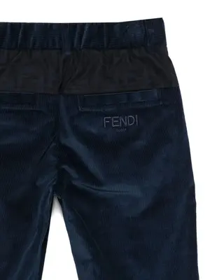 Fendi Logo Embroidered Corduroy Trousers