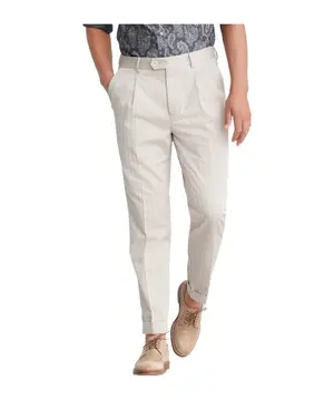 Brunello Cucinelli Tailored Pleated Trousers With American Pockets - White