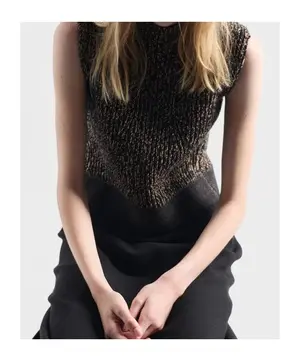 Prada Panelled Sleeveless Ribbed Knit Dress