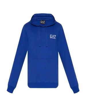 EA7 Logo Print Cotton Hoodie