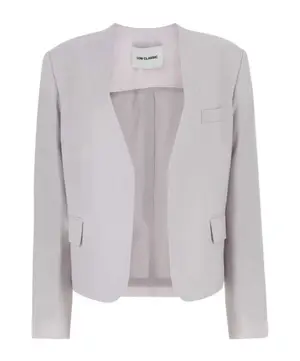 LOW CLASSIC LOW CLASSIC Single-Breasted Collarless Tailored Blazer Gray