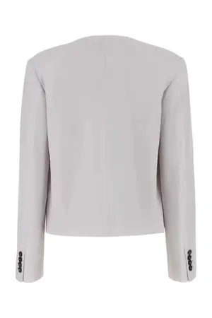 LOW CLASSIC Single-breasted Collarless Tailored Blazer - Gray