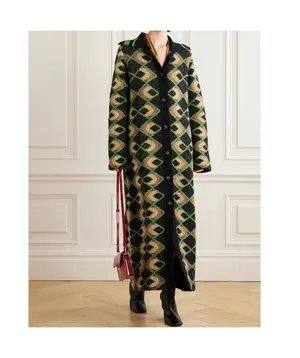 La DoubleJ Geometric Pattern Long Sleeve Coat