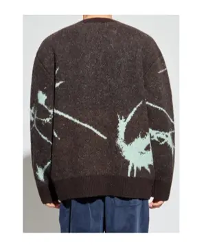 Dries Van Noten Long Sleeve Sweater With Graphic Print - Black