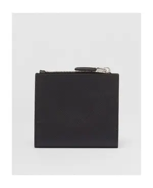 Prada Logo Plaque Bi-fold Wallet - Black