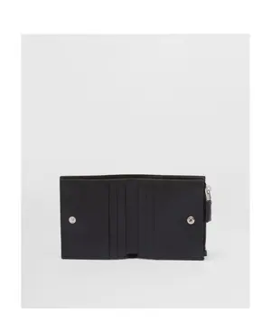 Prada Logo Plaque Bi-fold Wallet - Black