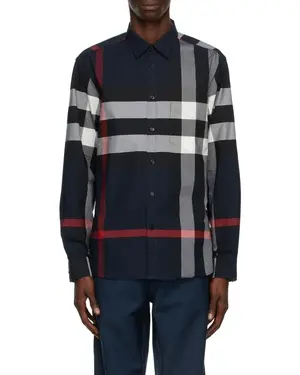 Burberry Checked Stretched Poplin Shirt