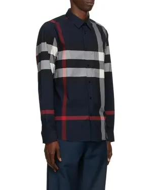 Burberry Checked Stretched Poplin Shirt