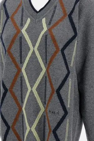 Plan C Argyle V-neck Knitwear