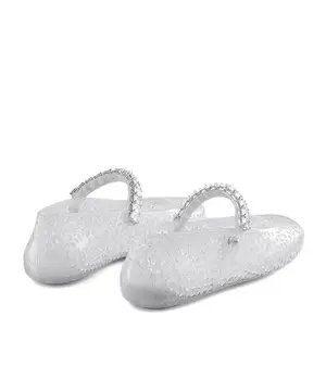 JIMMY CHOO Embellished Jelly Ballerina Flats - White
