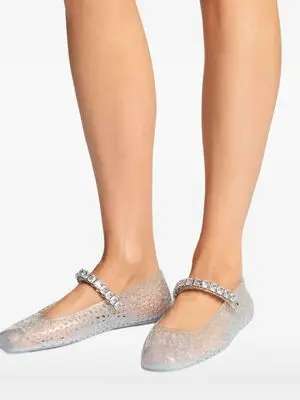 JIMMY CHOO Embellished Jelly Ballerina Flats - White