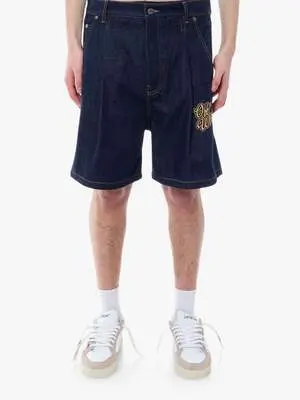 Off-White Logo Patch Denim Shorts - Black