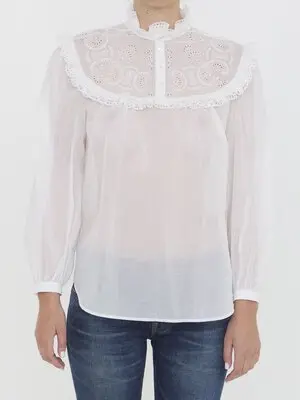 Celine Embroidered Romy Shirt In Cotton Muslin