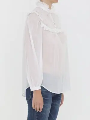 Celine Embroidered Romy Shirt In Cotton Muslin