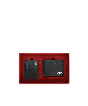 FERRAGAMO Contrasting Logo Wallet Two-piece Set