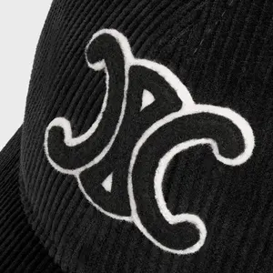 Celine Triomphe Corduroy Baseball Cap - Black