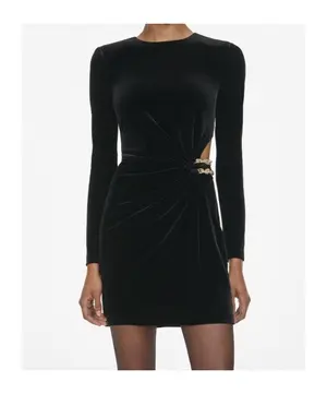 SELF-PORTRAIT Chain-embellished Velvet Mini Dress