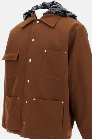 Plan C Hooded Jacket With Snap Button Closure