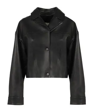 YVES SALOMON Buttoned Leather Jacket - Black
