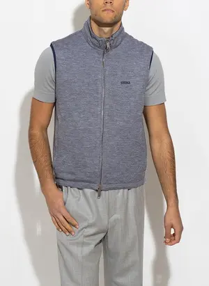Zegna Reversible Zip-up Vest - Blue